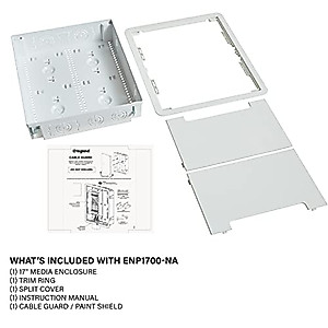 Legrand - OnQ 17 Inch Structured Media Enclosure, Electrical Box, Cable Management Box Dual Purpose In Wall Enclosure for TV Device Storage and Media Distribution, Recessed Media Box, White, ENP1700NA