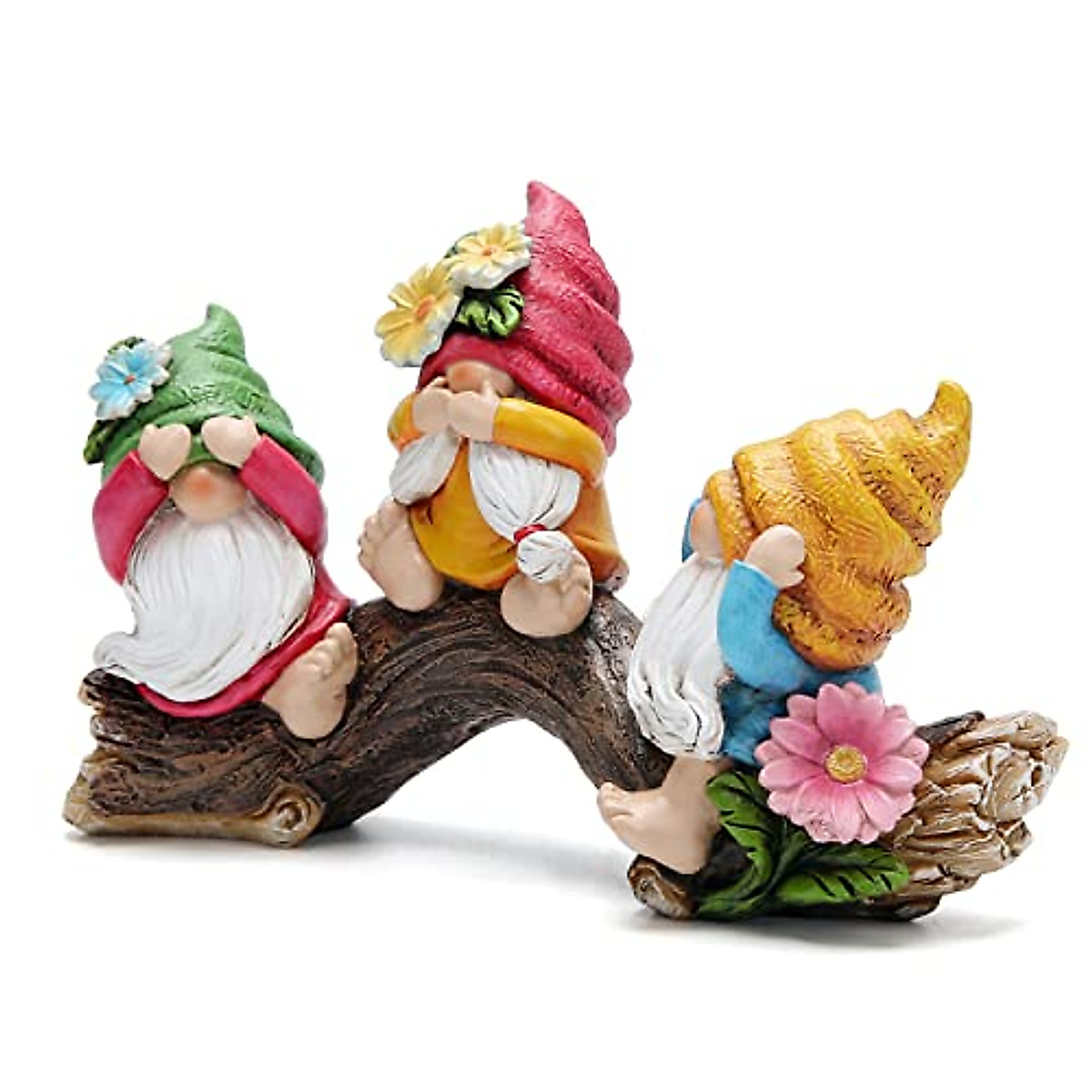 Hodao Spring Hear-No, See-No, Speak-No Gnomes Figurines Decorations Flower Gnomes Ornaments Scandinavian Tomte Elf Decor Gifts Summer Gnomes Figurines Decoration Home Table Spring Gnomes Decor
