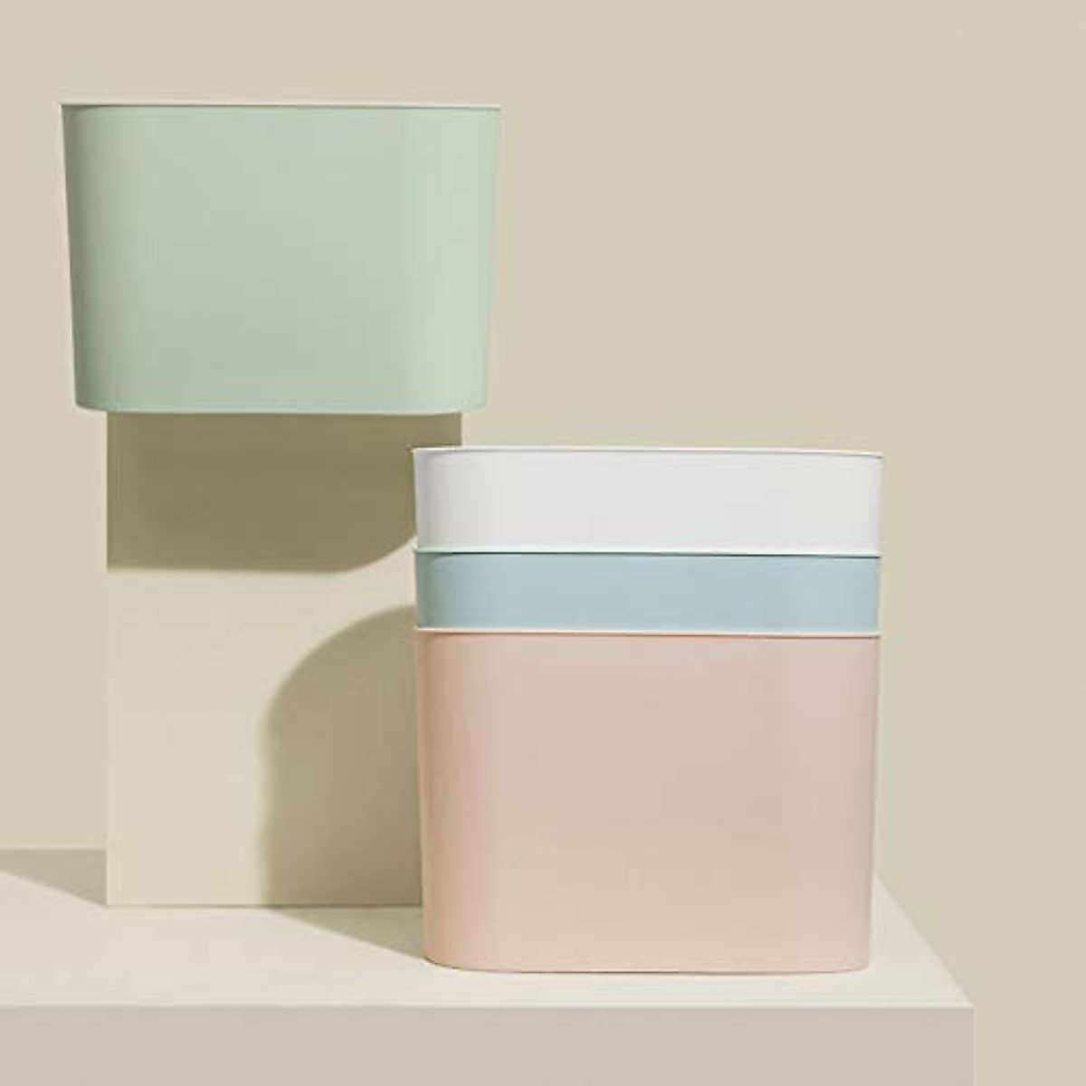 YARDWE Hanging Trash Can Waste Bin: Under Cabinet Compost Bin Pink Mini Small Car Garbage Can Wall Mounted Rubbish Container for Home Kitchen Office