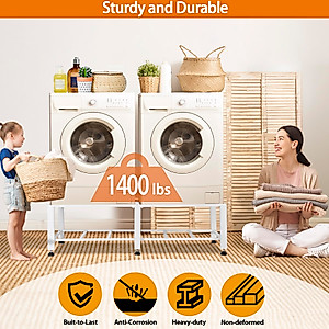 Talustool Premium Washer and Dryer Pedestal Stand Metal Steel Washing Machine Base Heavy Duty Universal Fit Total 1400lbs Capacity Washer Dryer Stand 58 x 29 x 15 Inch (2 pack)…