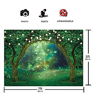 Funnytree 7x5FT Spring Enchanted Garden Backdrop Forest Fairy Wonderland Woodland Background Wedding Baby Shower Birthday Party Banner Cake Smash Decor Studio Portrait Prop Photobooth Gift Favors