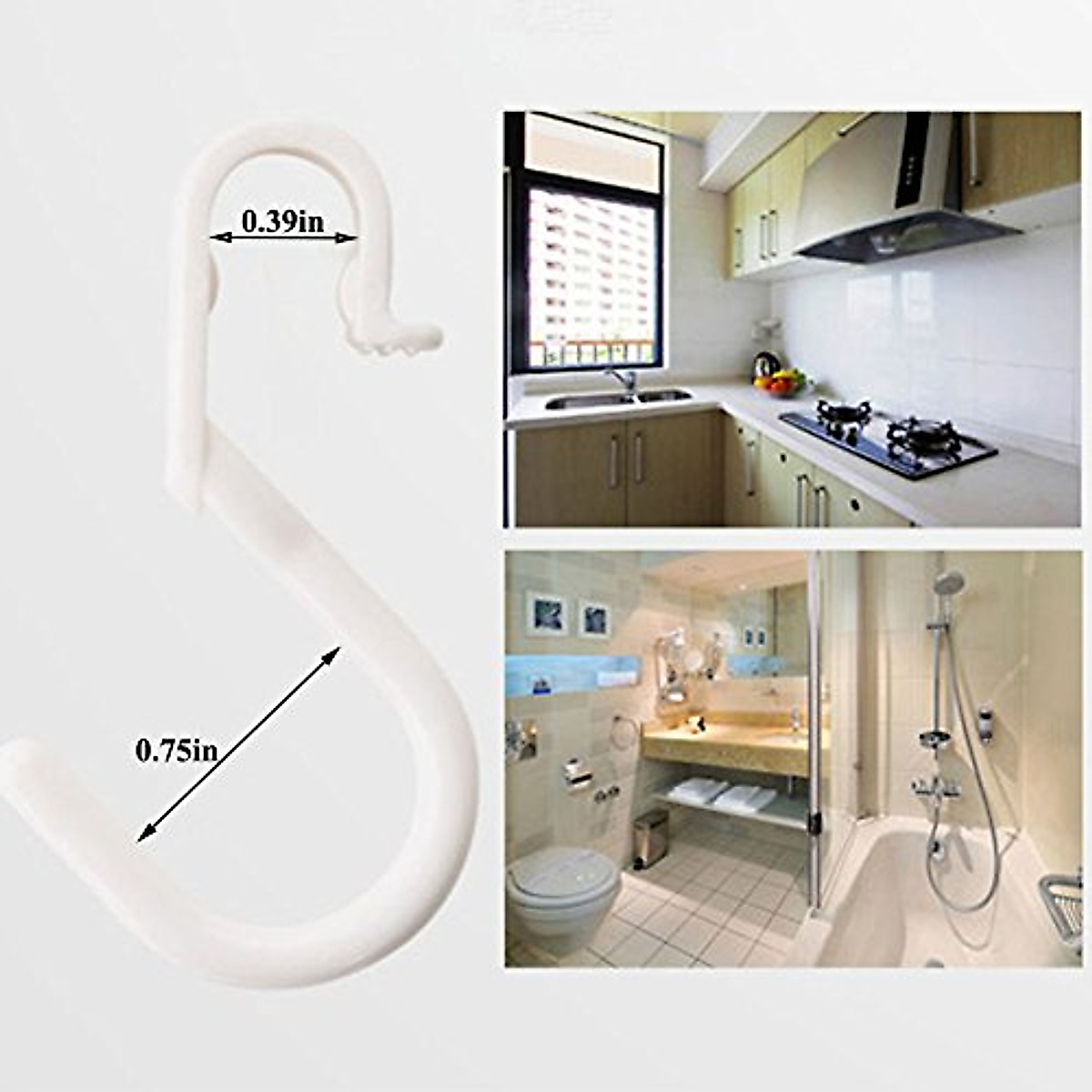 Trycooling Pack of 10 Plastic S Shape Hooks Hanging Clothes Towel Hooks White for Bathroom Kitchen
