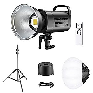 Neewer 150W 5600K LED Video Light, CB150 2.4G LED Video Lighting Kit with Light Stand/Bowens Mount/Remote/Lantern Softbox, 13000Lux/1m, CRI/TLCI 97+ for Photo Video Studio Lighting Photography