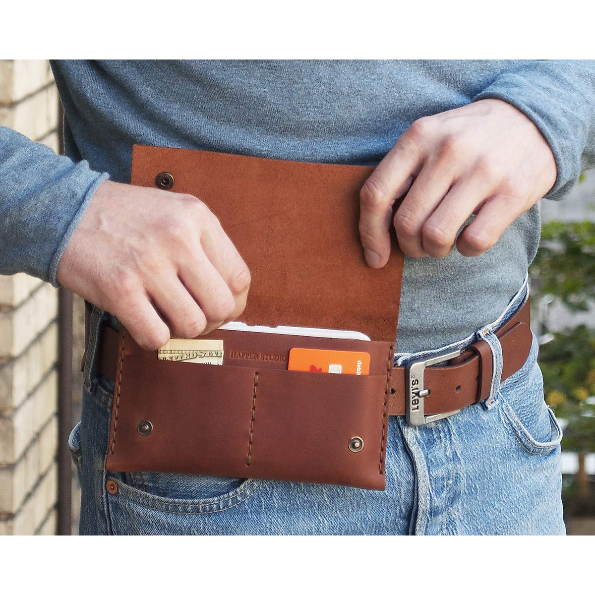 Bovine Leather Case for Microsoft Surface Duo 2, Cover Holster, Fanny Pack