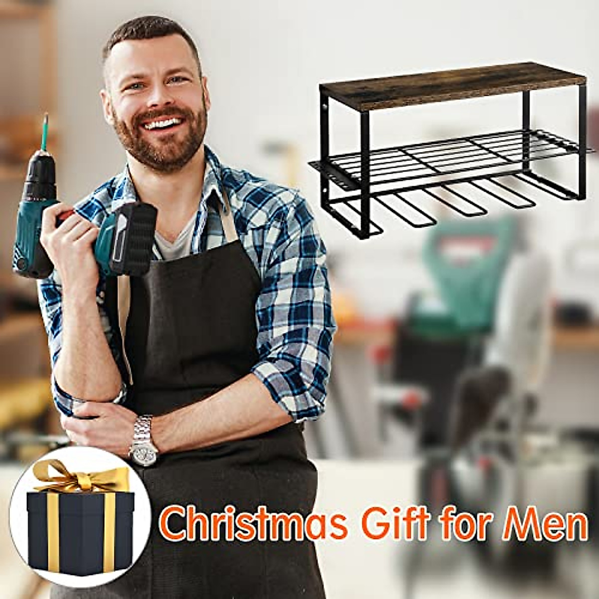 LING RUI 2 Pack Power Tool Organizer, Garage Organization and Storage, Drill Holder Wall Mount, Utility Rack for Cordless Drill, Gifts for Husband Men Dad Father Him