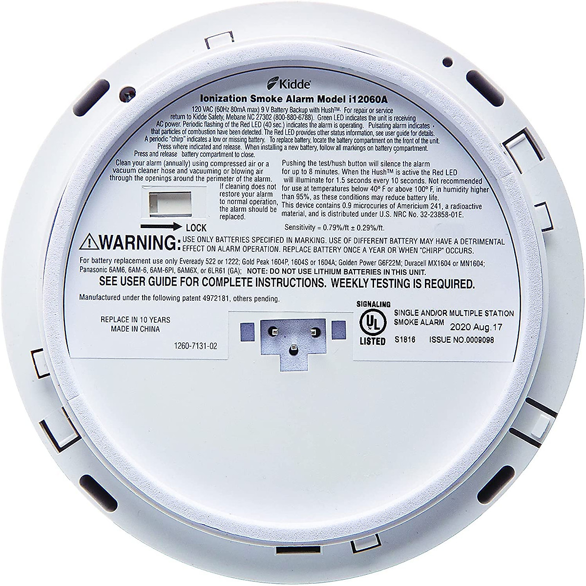 Kidde Smoke Detector, Hardwired Smoke Alarm with Battery Backup, Front-Load Battery Door, Test-Silence Button,(Pack of 2) White