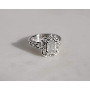 Kobelli Moissanite The Daisy Art Deco Emerald Engagement Ring - 6.0 / Forever One D-E-F