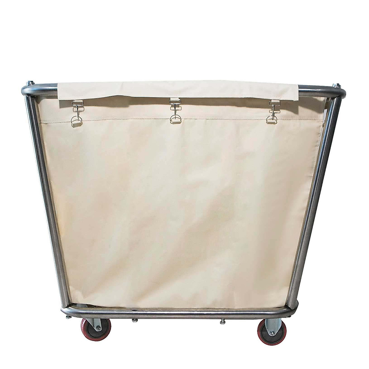 Commercial Laundry Cart,Beige Stainless Steel Industrial Rolling Laundry Cart Storage Trolley Hamper for Hotel/Home/Hospital,80kg/176 LBS Load,10 Bushel
