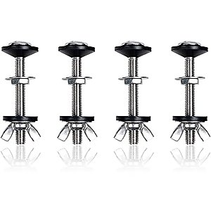 4PCS Universal Toilet Tank to Bowl Bolts Kit Heavy Duty Toilet Bolts Rustproof Bolt Nut Washer with Long Nuts Screw for Fastening (Silver)