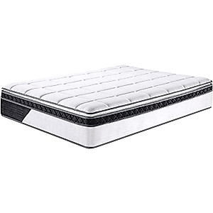 Rucas King Size Mattress in a Box, 14 Inch Euro Top Gel Memory Foam Hybrid Mattress Pocket Spring Firm with 5 Zone for Back Pain Relief, 10 Year Support,101-Night Trial
