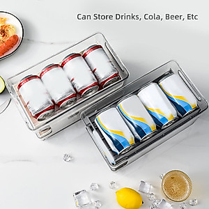 TOPINCN Food Can Dispenser Storage Rack Organizer 2 Tier Soda Can Rack Beverage Can Can Storage Holder Can Holder for Pantry Refrigerator (White)
