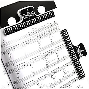 2Pcs Music Book Clip Plastic Sheet Music Holders Page Marker Clips File Clips for Shops Home Office and School Black Page Clips Book Holder