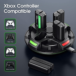 MAMPO 4x1800mAh Rechargeable Battery Pack for Xbox Controller, Xbox Battery Pack Charger Station, Compatible with Xbox Series X/S, Xbox One Elite, Xbox One X/S, Xbox One