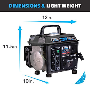 Pulsar G1200SG 1,200W Carrying Handle Gas-Powered Portable Generator, 1200w, Black/Gray