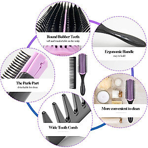12Pcs Detangling Brush Set for Curly Hair, Curly Hair Brush with Sleep Bonnet Afro America/African 3a to 4c Texture, Easier and Faster on Wash Days
