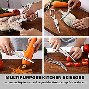 Heavy Duty Forged Poultry Shears,SinYe All PurPose Kitchen Shears with Magnetic Holder for Fridge,Pack of 2