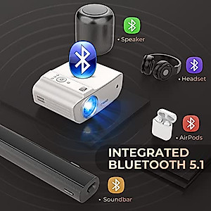 Projector with WiFi and Bluetooth, Native 1080P Projector for Outdoor Movie, 8500 Lumens, Portable Mini Projector Compatible with iPhone/Smartphone/TV Stick/Xbox/PC/Laptop w Carry Bag