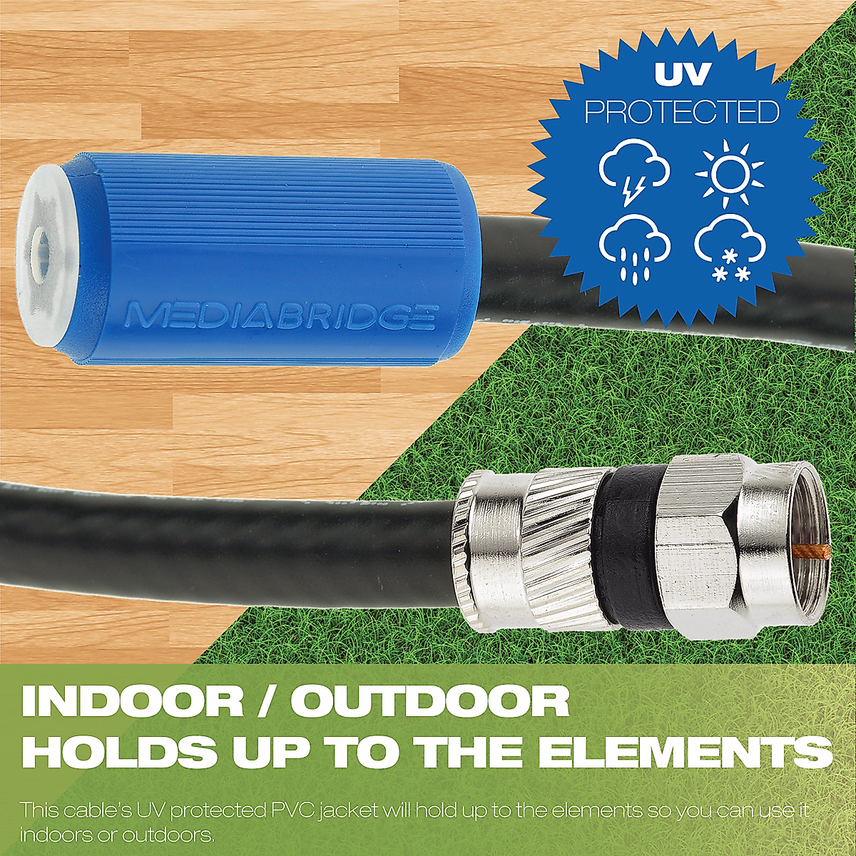 Mediabridge Coaxial Patch Cable (50 ft) Triple-Shielded, in-Wall Rated RG6 Cable with Compression Connectors