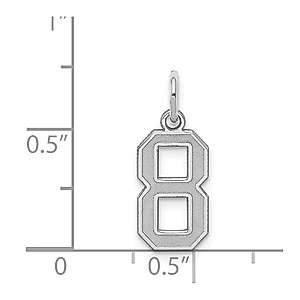 Solid 925 Sterling Silver Small Number 8 Charm Brushed Matte Finish Pendant - 19mm x 7mm