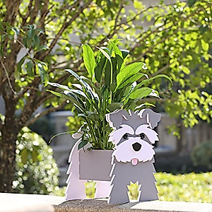 Fitcho Schnauzer Gifts for Women, Schnauzer Dog Planter Plant Pot, Cute Dog Flower Pot for Garden Decoration, Schnauzer Shape Plant Container Holder for Outdoor Indoor Stuff Gift Small Schnauzer Grey