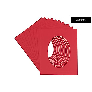 CountryArtHouse Cardinal Red Acid Free 17x22 Oval Picture Frame Mat with White Core Bevel Cut for 14x19 Pictures - Fits 17x22 Frame - Pack of 25 Matboards