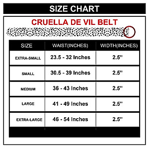 Buckle-Down Men's Disney De Vil Red Cast Spots White Black Vegan Leather Belt, 101 Dalmatians Cruella, Small (30.5-39 INCHES)