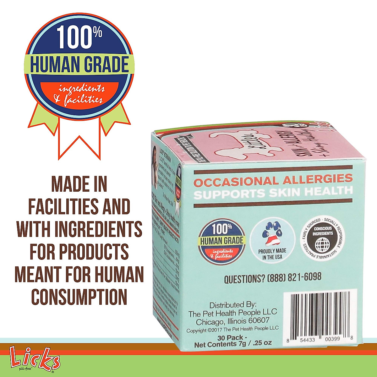 Licks Pill-Free Small Breed Dog Skin and Allergy - Omega 3 Dog Allergy Relief - Dog Vitamins & Supplements for Itch Relief - Turmeric Supplement for Dog Skin - Gel Packets - 30 Use