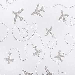 Andi Mae Changing Pad Cover - Grey Airplanes -100% Jersey Cotton - Fits Standard Changing Pads