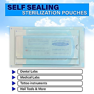 [200pcs] Self Seal Sterilization Pouches, Autoclave Pouches Adhesive Strips (6.5" x 3.5")