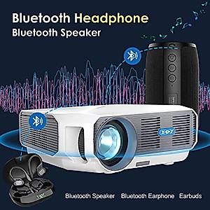 XGODY Portable Projector A4300 Native 1080P HD Projector 9200L 5G WiFi Projector Bluetooth Home Theater Video Projector with Storage Bag Remote Control Support HDMI, VGA, USB, Phone Mirror Link White