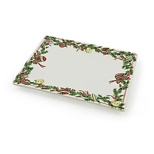 Boston International Holiday Ceramic Rectangular Serving Platter, 10 x 8-Inches, Christmas Bells