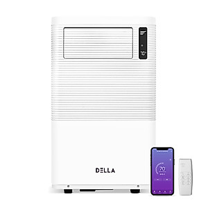 DELLA 14000 BTU WiFi Enabled Portable Air Conditioner & Heater, Freestanding Electric Auto Swing Fan Dehumidifier AC Unit w/Remote Control Window Kit For Rooms Up To 800 Sq.ft