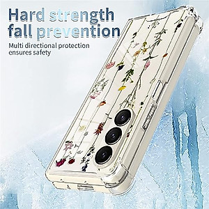 OOK Clear Design for Samsung Galaxy Z Fold 5 Case with Flower Clear Floral Phone Case Shockproof Hard PC Back Protective Cover for Women Girls Green Flower Case for Galaxy Z Fold 5 (Flower Vine)