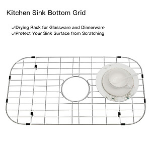Zeesink Kitchen Sink Grid,Sink Grid andSink Protectors for Kitchen Sink,Size 26" X 14 3/8" Sink Bottom Grid,Sink Grate Center Drain
