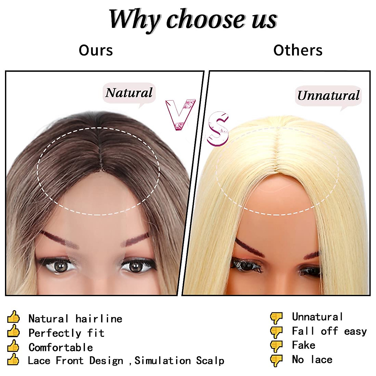 Kalyss 12" Synthetic Edge Lace Front Wigs for Women Short Wavy Bob Wig Middle Part Ombre Ash Blonde Wig for Daily Wear(12”, Ombre Ash Blonde)