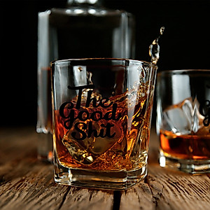 The Good Shit Funny Whiskey Glasses Gifts for Men Dad, Unique Gag Fathers Day, Birthday, Christmas, Thanksgiving Gifts for Dad, Mom, Husband, Friends, Coworkers, Brother, Old Fashioned Glass 10 oz