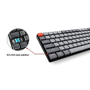Keychron K3 Ultra-Slim 75% Layout RGB Backlit Wireless Bluetooth/Wired USB Mechanical Keyboard, Hot Swappable Low-Profile Keychron Optical Red Switch 84 Keys Gaming Keyboard for Mac Windows-Version 2
