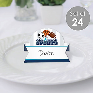 Big Dot of Happiness Go, Fight, Win - Sports - Baby Shower or Birthday Party Tent Buffet Card - Table Setting Name Place Cards - Set of 24