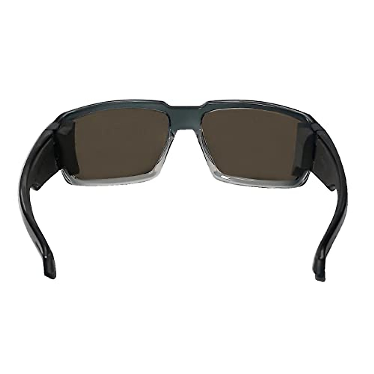 BOMBER Polarized Sunglasses for Men, 2 Tone Crystal Smoke Frame with Ice Blue Mirror Polarized Safety Lens z87 Compliant, UV Protection for Safety Glasses - BG114ICE