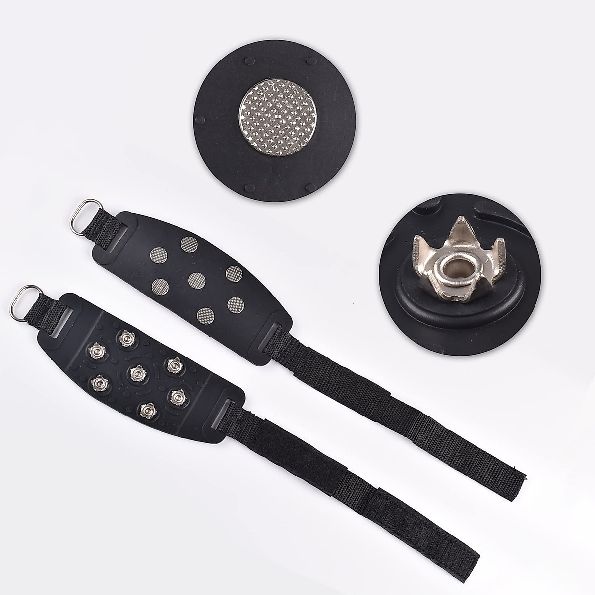 Crampon Traction Ice Cleats for Boots Anti Slip Shoe Grips, 7 Point Ice Spikes Snow Cleats for Women Men Hiking,Jogging,Ice Fishing,Mountaineering