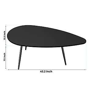 SAYGOER Black Small Coffee Table Modern Oval Coffee Tables Retro Center Table for Small Space Mid Century Coffee Table Rustic Accent Table for Living Room Home Office, Easy Assembly