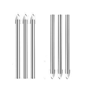 10Pcs Glass Drill Bits For Glass Ceramic Marble Tile Concrete 6MM 1/4" Round Shank Drilling Carbide Wall Tile Ceramic Glass Drill Bit Set