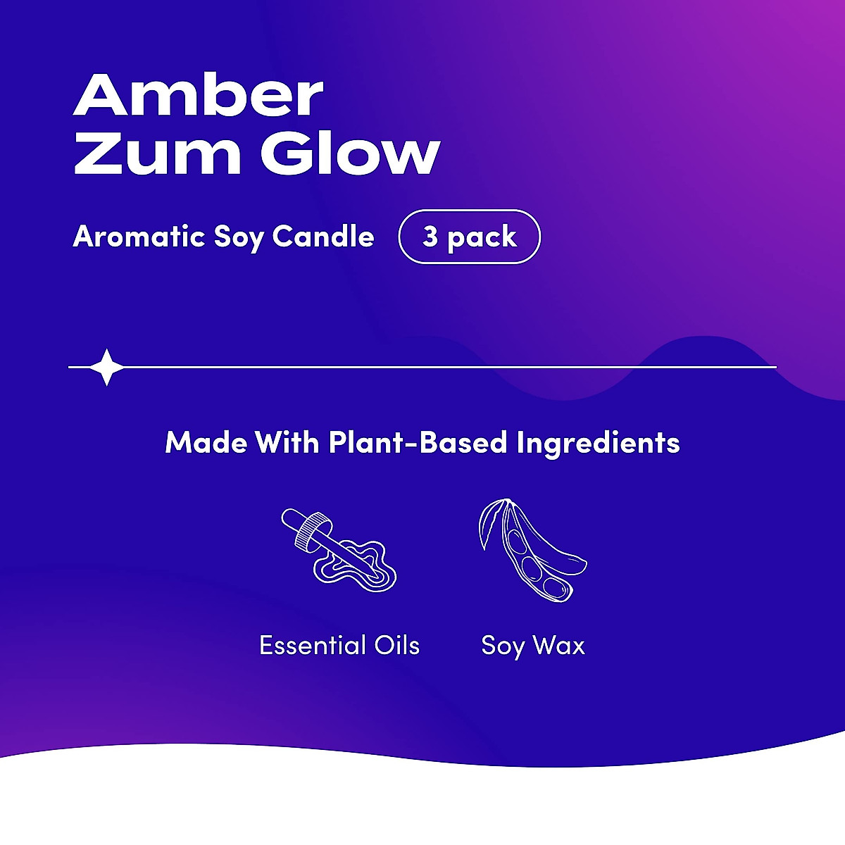 Indigo Wild Zum Glow Amber Candle - Soy Wax Candle with Lead-Free Wick - Relaxing Candles Scented with Essential Oils - Long-Lasting Scented Candles - 30-Hour Burn Time - 7 oz (3 Pack)
