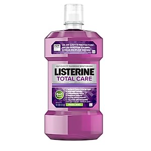 Listerine Total Care Anticavity Fluoride Mouthwash, 6 Benefits in 1 Oral Rinse Helps Kill 99% of Bad Breath Germs, Prevents Cavities, Strengthens Teeth, ADA-Accepted, Fresh Mint, 1 L