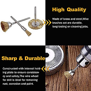 90 Pcs Wire Brushes Set, Rocaris Brass Wire Wheels Pen Brushes Set Kit Accessories for Rotary Tool