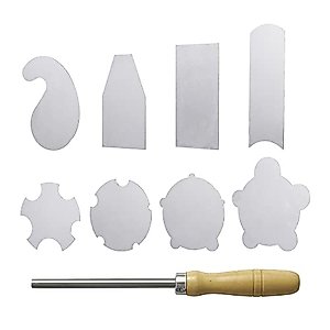 HERMIT TOOLS Pack of 9 Multi-Shape Cabinet Scraper for Woodworking (9, 1 Burnisher+2Rectangle+1Curved+1Gooseneck+2Concave+2Convex)