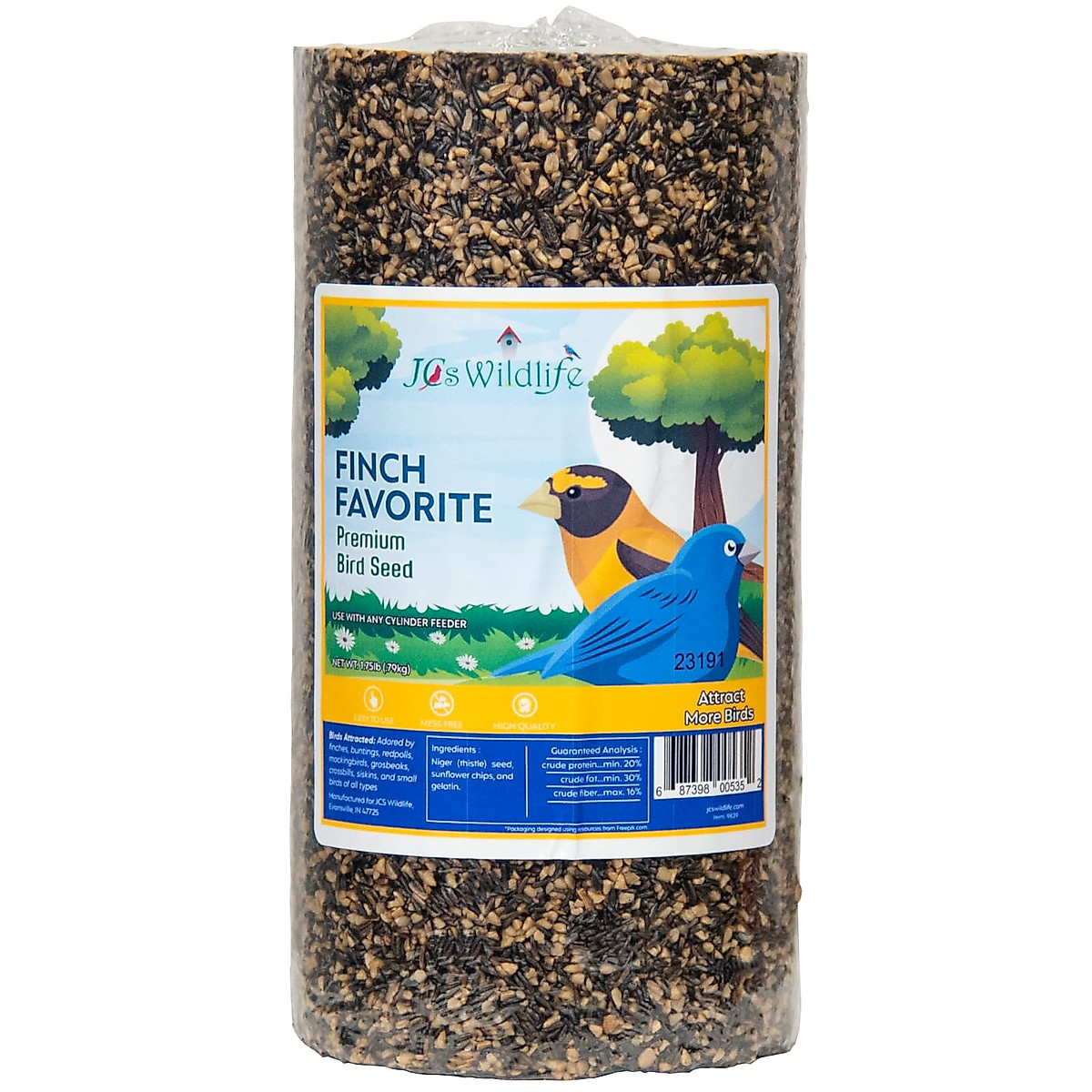 JCs Wildlife Finch Favorite Premium Bird Seed Small Cylinder (1 Cylinder)