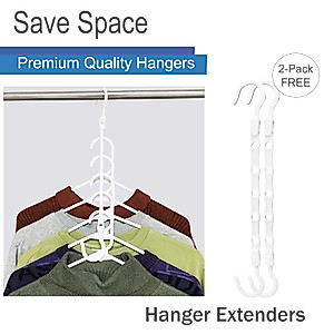Heshberg Plastic Notched Hangers Space Saving Tubular Clothes Hangers Standard Size Ideal for Everyday Use on Shirts, Coats, Pants, Dress, Skirts, Etc. (50 Pack, White)
