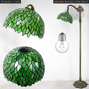 WERFACTORY Tiffany Lamp Floor Green Wisteria Stained Glass Arched Lamp 12X18X64 Inches Gooseneck Adjustable Corner Standing Reading Light Decor Bedroom Living Room S523 Series