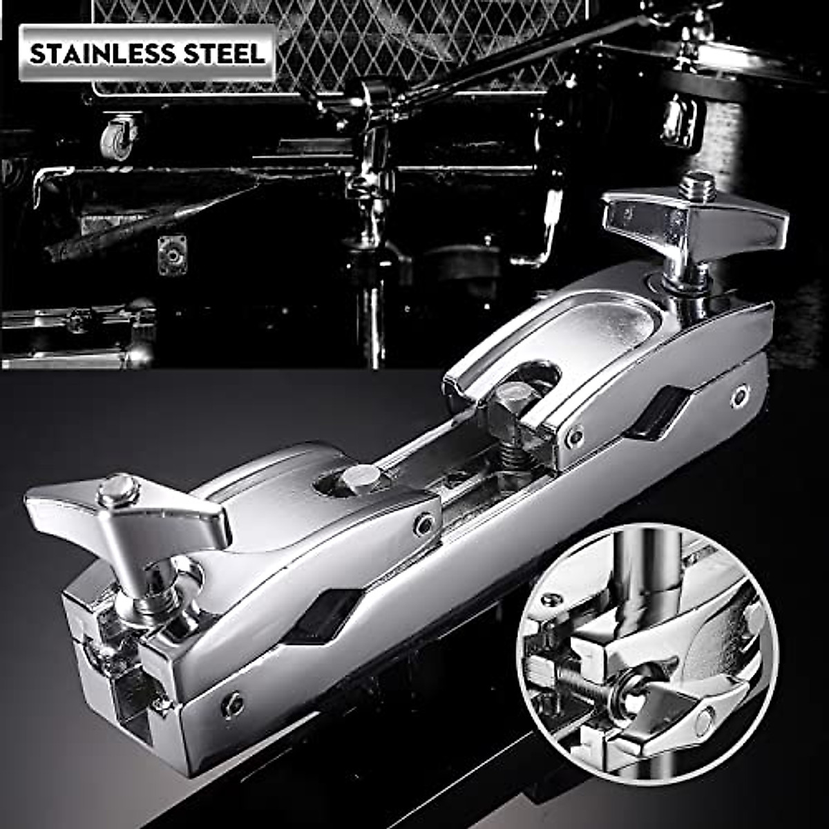Facmogu Silver Multi-clamp, Adjustable Quick Release Multi-clamp Construct with Premium Stainless Steel Material, Cymbal Stand Mount Holder for Drum Cymbal Stands & Holders